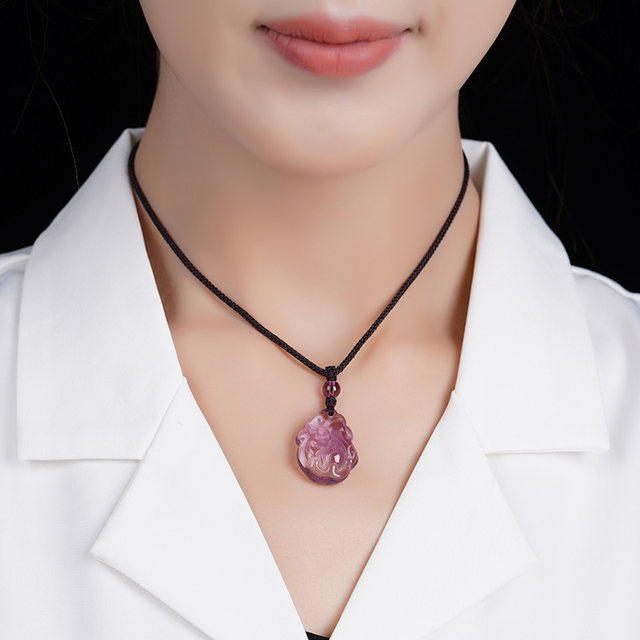 Collection grade natural amethyst small fox pendant transfer jewelry ...