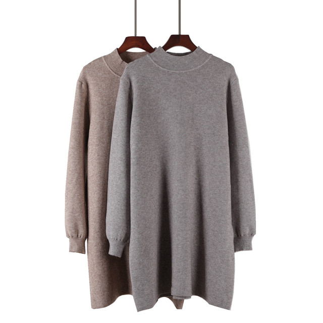 Knitted dress female 2024 autumn new small middle long large size large ...