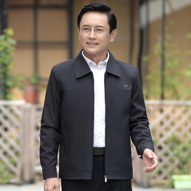 Dad's jacket spring and autumn middle-aged men's jacket autumn and ...