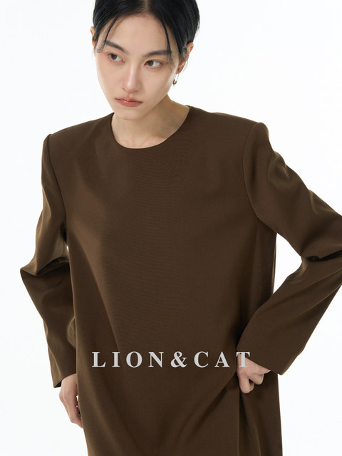 LIONCAT/Very simple and urgent need/New spring style casual, simple, loose, long-sleeved dress ...
