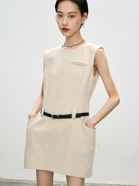 LIONCAT/Savvy temperament commuting high-end three-dimensional large pocket sleeveless waist ...