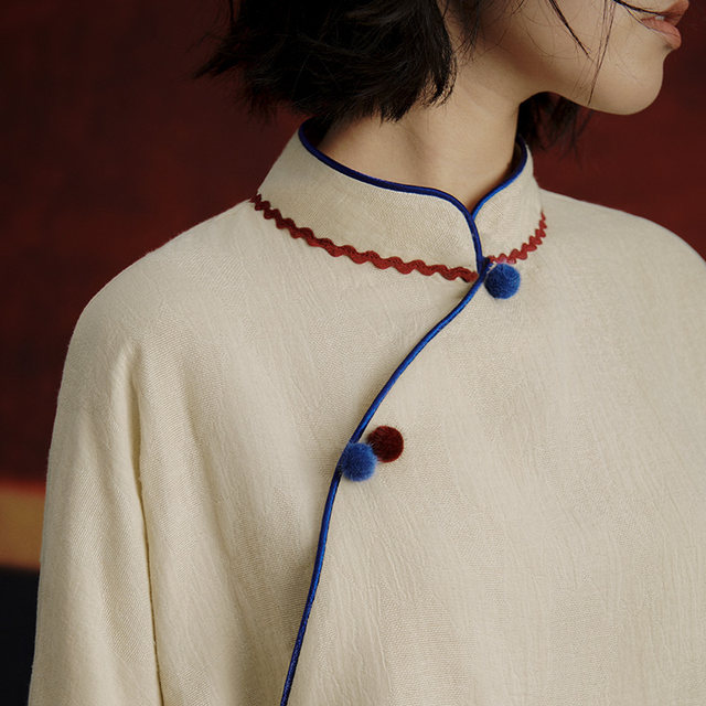Pure original linen cotton and linen retro literary loose Chinese Tang ...