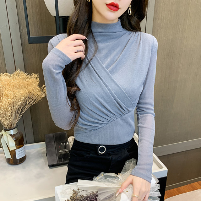 Thin/plus velvet autumn and winter silver fox velvet mesh long sleeves ...