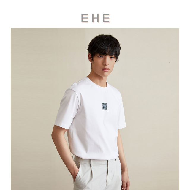 EHE men's clothing, new summer white pure cotton creative print, loose ...