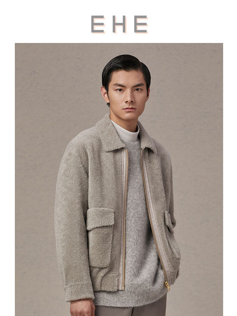 EHE men's clothing, new winter style 100% wool composite fur integrated ...