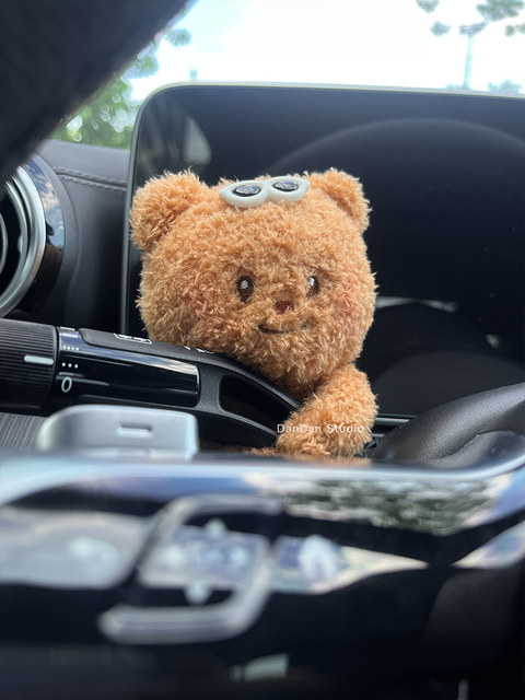 Cute bear cartoon car wiper turning to the light decoration car inside ...