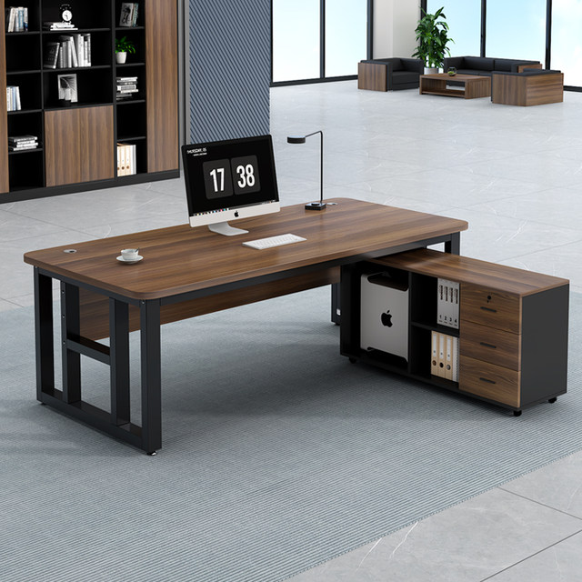 Desk simple modern office worker single workstation table and chair ...