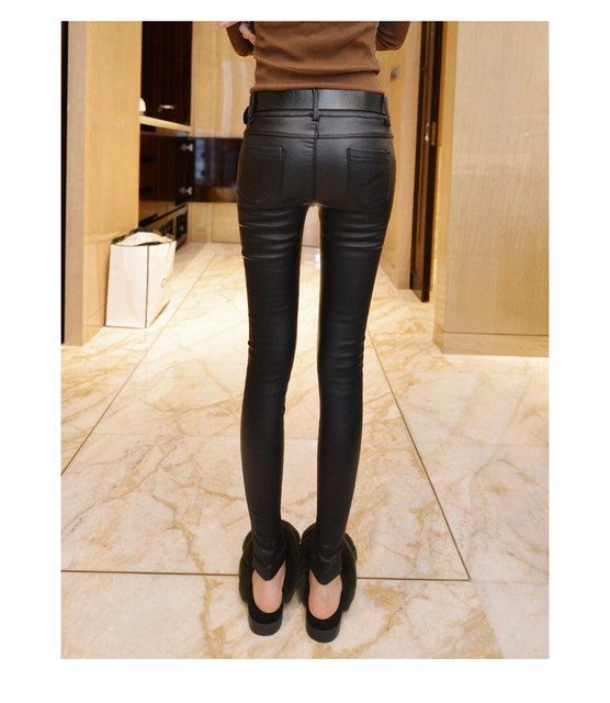 Matte leather pants female plus pants high waist high waist wearing ...
