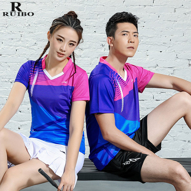 2025 new badminton suit summer men and women short-sleeved badminton ...