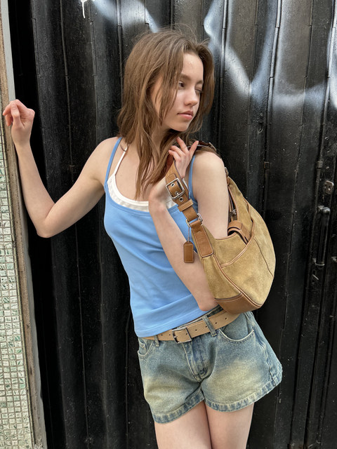 Unretro sweet and hot girl American fake two contrasting camisole vests female internal body ...