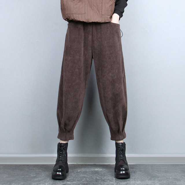Casual nine-point pants women's retro corduroy pants 2024 spring new ...