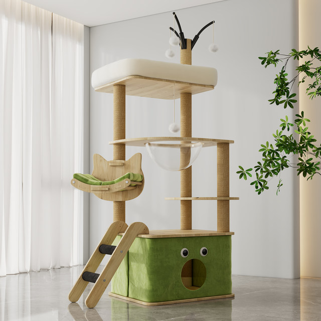 Cat climbing frame cat nest cat tree integrated solid wood multi-layer ...