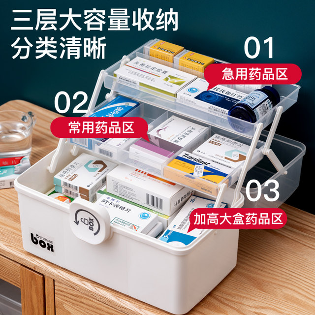 Extra large medicine box storage box household large-capacity multi ...