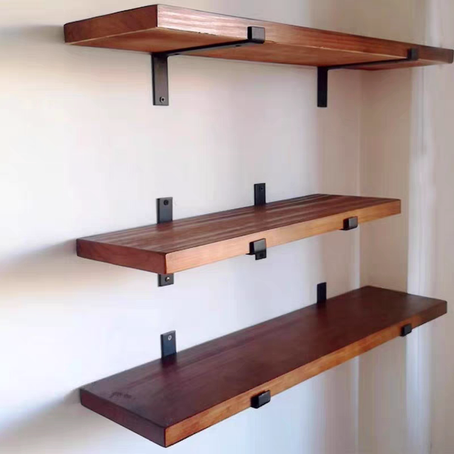 Wall storage rack solid wood partition wall bookshelf one-word shelf ...