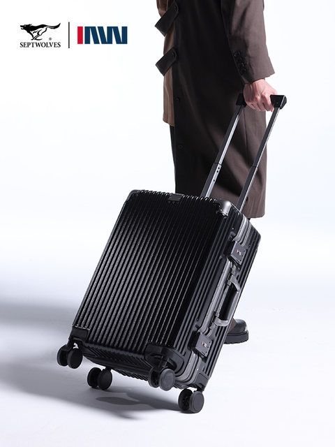 Septwolves suitcase men's aluminum frame trolley case 20 inches 24 ...