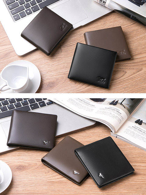 Septwolves Wallet Men's 2024 New Genuine Leather Short Card Holder ...