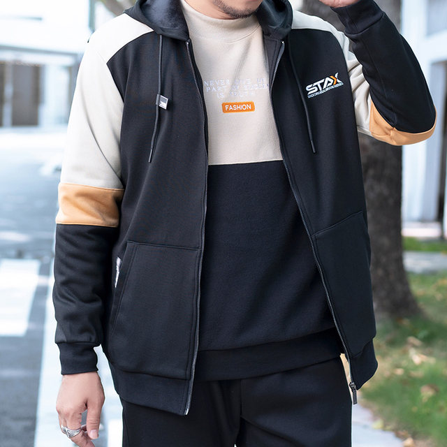 Weichen trendy brand plus size men's velvet cardigan sweatshirt for fat ...