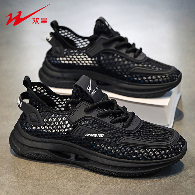 Double Star Mesh Shoes Men's Summer Breathable Thin Mesh Casual Coconut Shoes Hollow Versatile ...