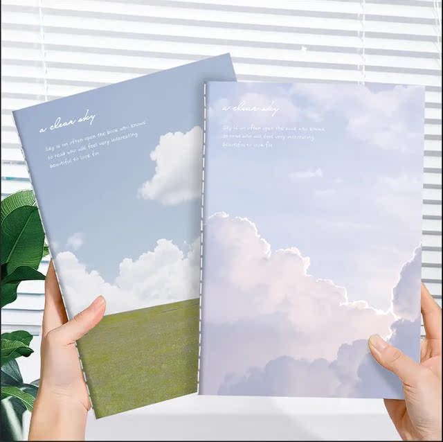 Notebook ins high-looking clear sky sewing notebook B5 suture notebook student learning simple ...