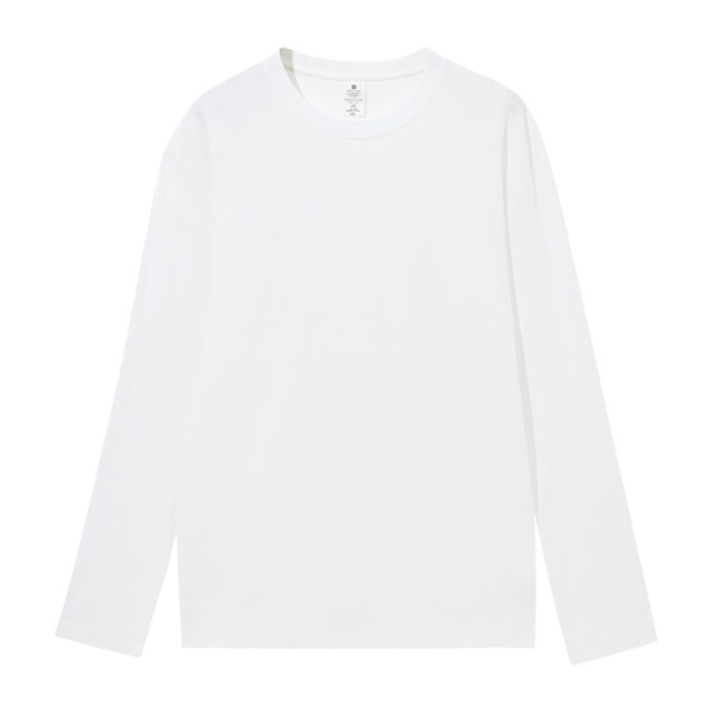 Spring and autumn colorful pure cotton white long -sleeved T -shirt ...