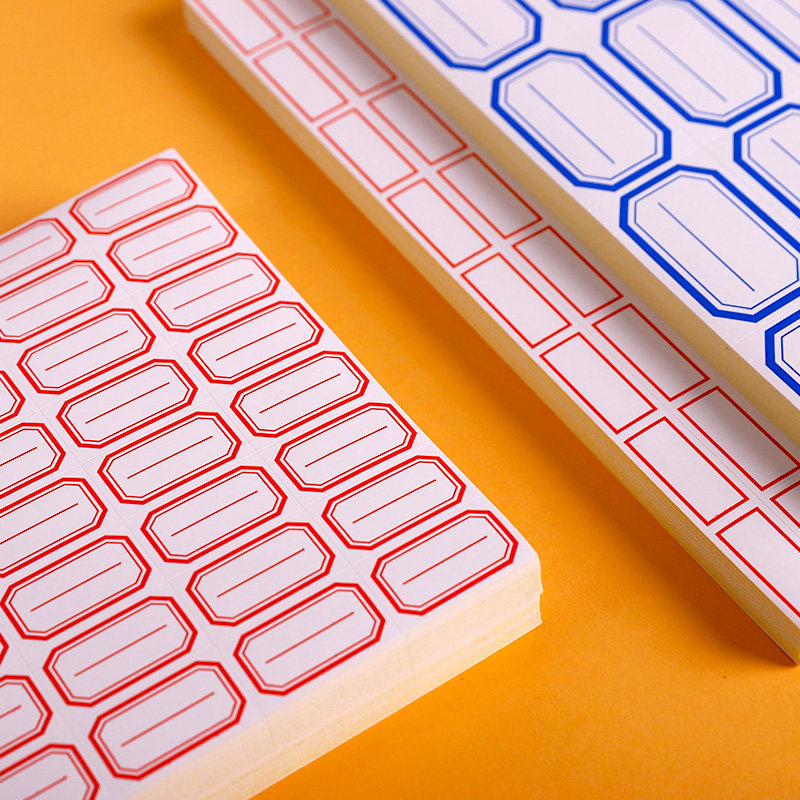 Red and Blue Self-Adhesive Label Stickers Handwritten Mouth Paper ...