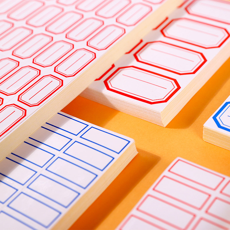 Red and Blue Self-Adhesive Label Stickers Handwritten Mouth Paper ...