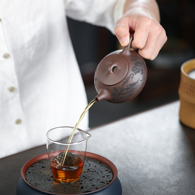 Zisha pot Yixing pure all handmade people's authentic raw ore purple ...