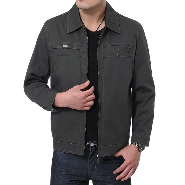 Middle-aged and elderly men's cotton lapel jackets, spring and autumn ...