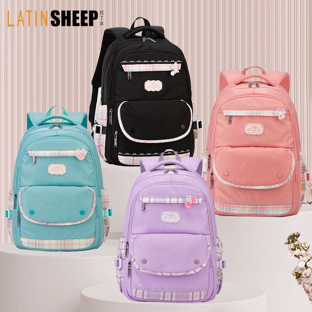 Latin Sheep Simple Plaid School Bag Women's Super Lightweight Large ...