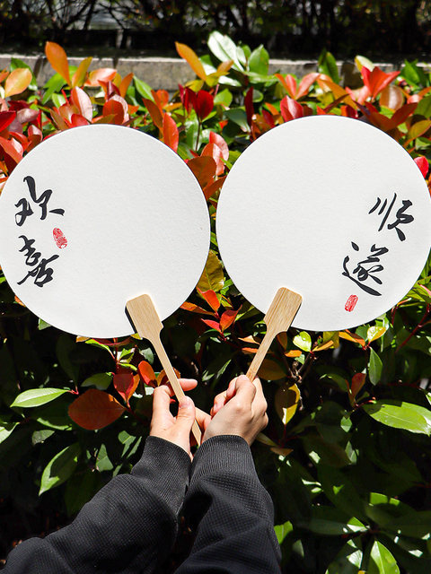 Cooked fan with styling paint fan, Xuan round fan pigment set tool ...