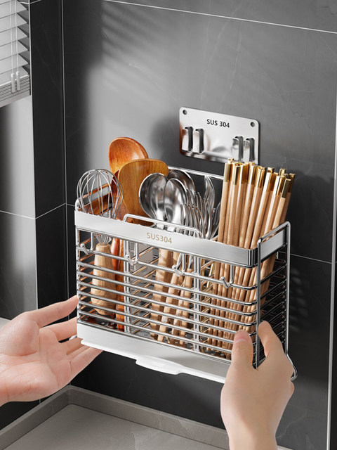 Chopstick storage box, chopstick barrel, wall-mounted cage basket rack ...