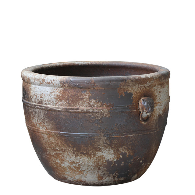 Ceramic large water tank fish tank retro old imitation bronze courtyard ...