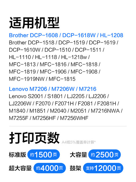 Applicable to Lenovo M7206w toner cartridge M7216nwa LT201 Lj2205 Brothers 1618w Powder Box ...
