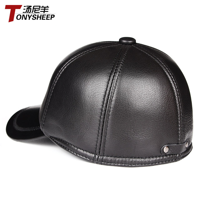Autumn and winter middle-aged and elderly casual leather baseball caps ...