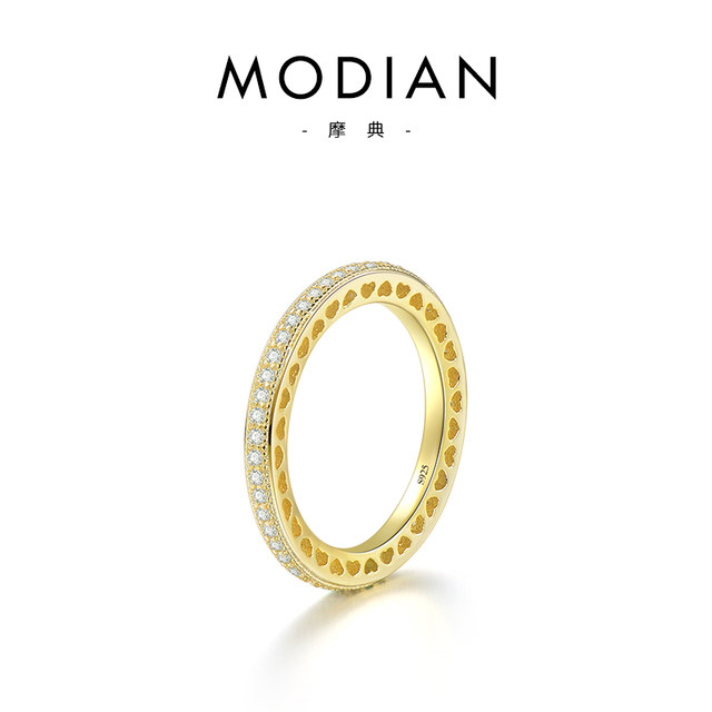 MODIAN simple row of diamonds 925 sterling silver ring for women light ...