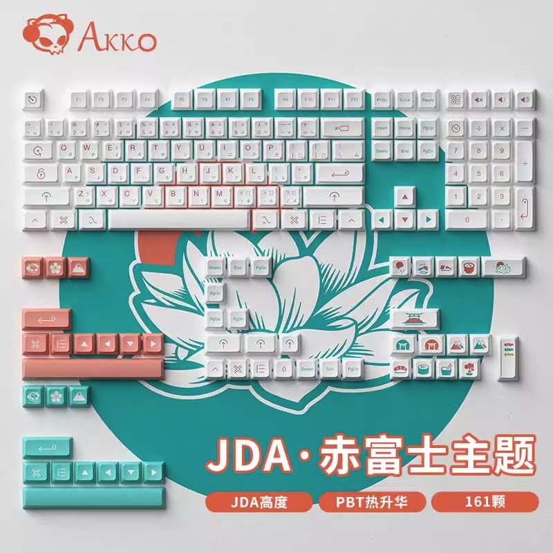 Akko JDA Keycap Full Set - Red Fuji PBT Thermal Sublimation Cross ...