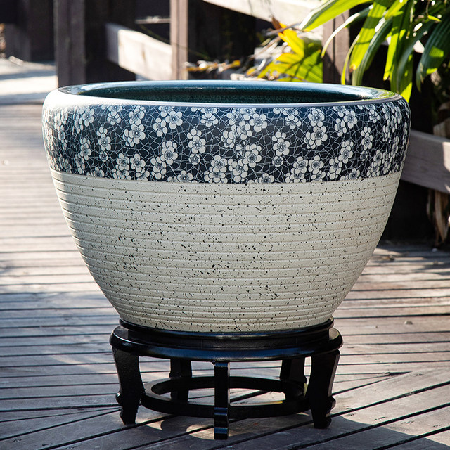 Jingdezhen ceramic cylinder goldfish basin water lily bowl lotus turtle ...