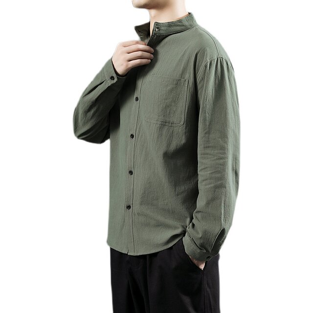 Liney shirt men's long -sleeved autumn versatile Chinese style men's ...