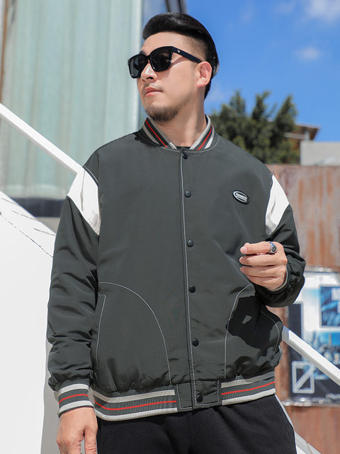 Fat men's fashion oversized baseball uniform top jacket 5XL6 autumn and ...