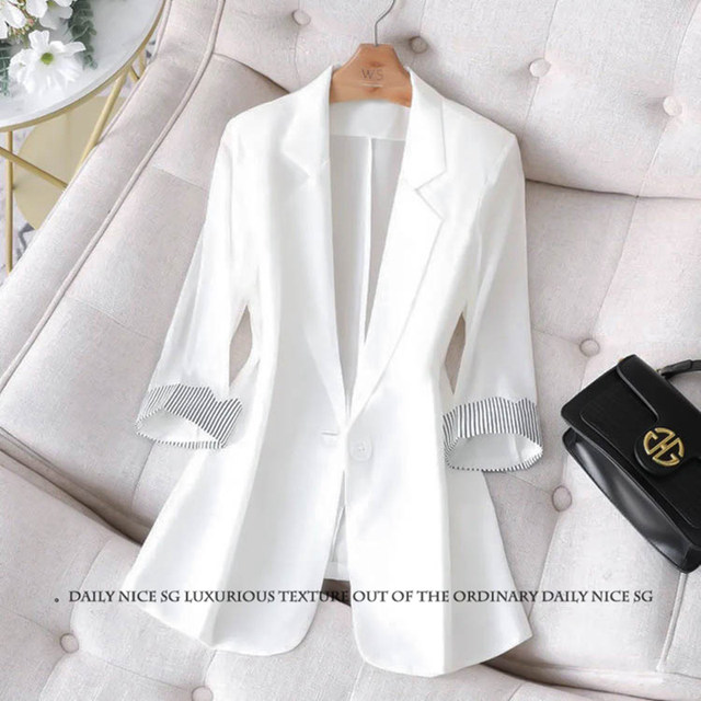 Summer new style commuting versatile three-quarter sleeve slim fit thin small suit jacket women ...