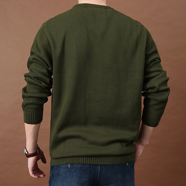 Autumn and winter 7-needle thickened round neck sweater men's large ...