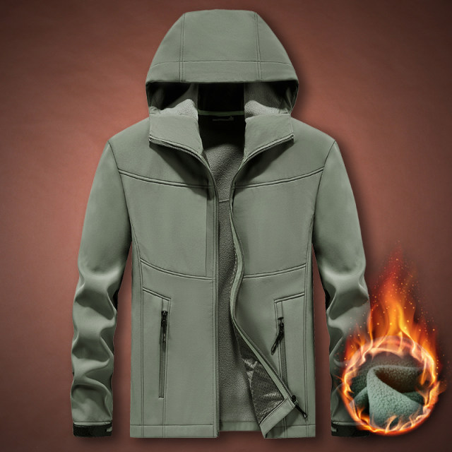 Outdoor soft shell jacket men's autumn and winter windproof top loose ...