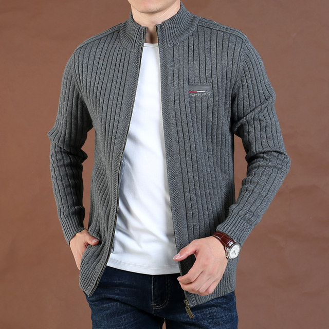 Velvet thickening autumn and winter pure cotton loose cardigan sweater ...