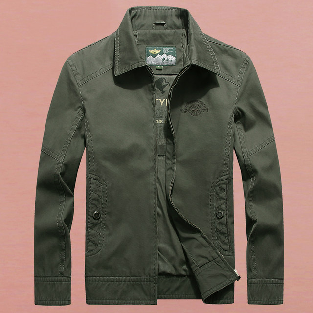 2024 Spring and Autumn Washed Cotton Jacket Men's Lapel Loose Men's Top ...