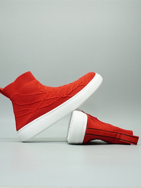 Personalized high-flying elastic mesh cloth one-piece high-top casual ...