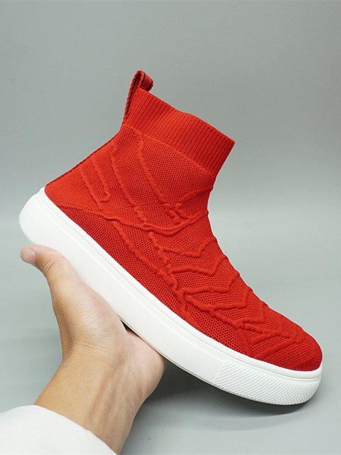 Personalized high-flying elastic mesh cloth one-piece high-top casual ...