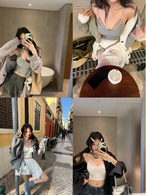 Xinlei Lin 'V-Bree Secretly' Sexy Lace Spliced Fake Two-Piece V-neck ...