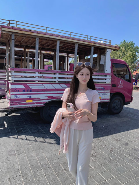 Cute Ja Commuting Weekend~ Solid Color Casual Embroidered Front ...