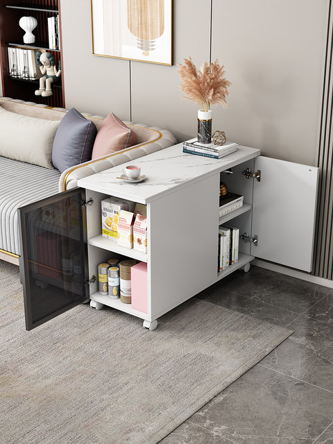 Light luxury rock slab sofa side cabinet living room mobile side a few ...