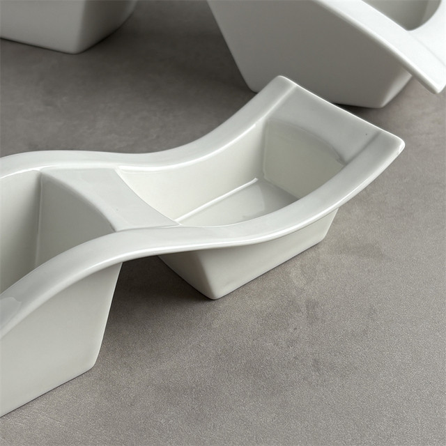 Love Delicious Two-Compartment Dish Double-Compartment Bowl Ceramic ...